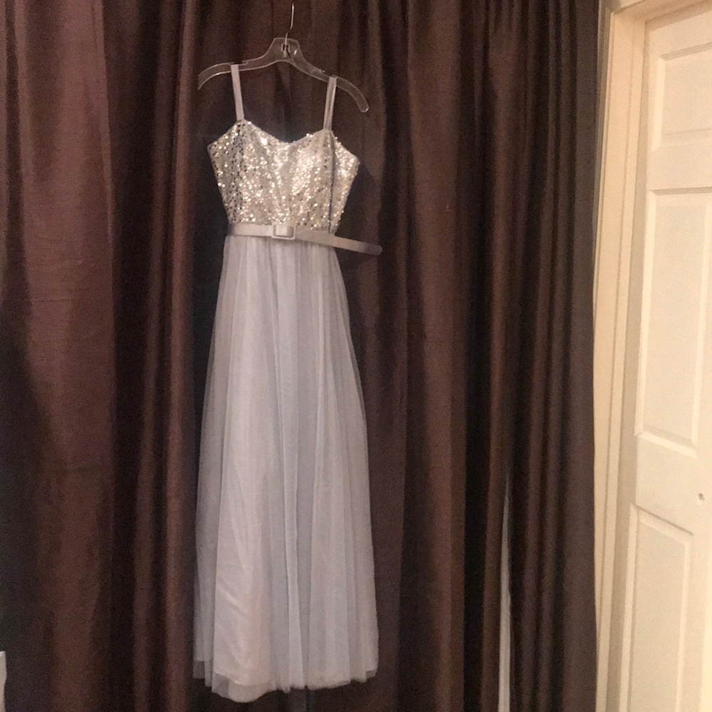 Sequence Gown With Silk And Netting Overlay - Gem